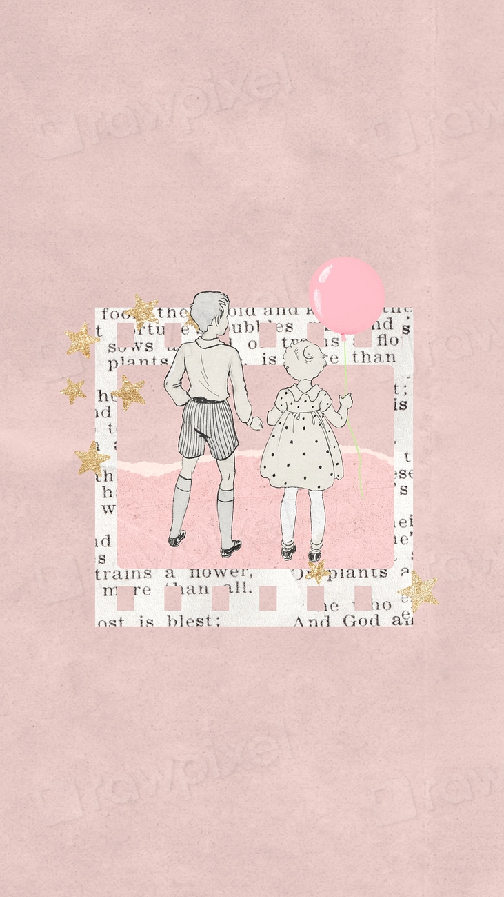 Siblings aesthetic phone wallpaper, instant | Premium Photo - rawpixel