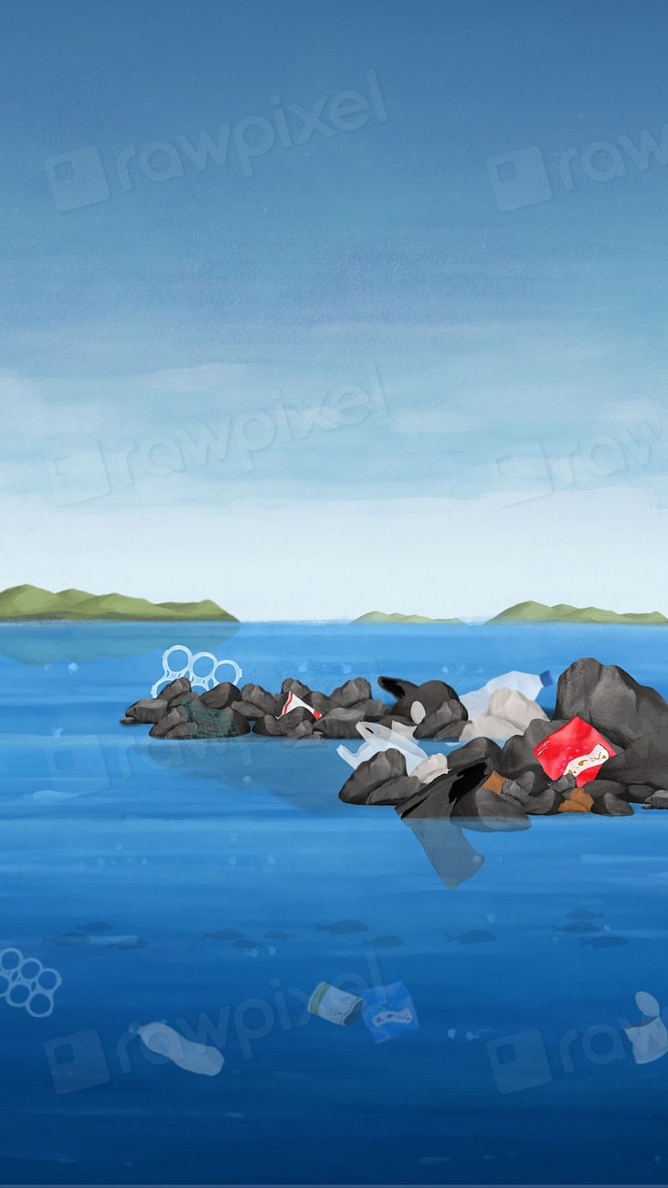 Ocean pollution iPhone wallpaper background | Premium Photo ...