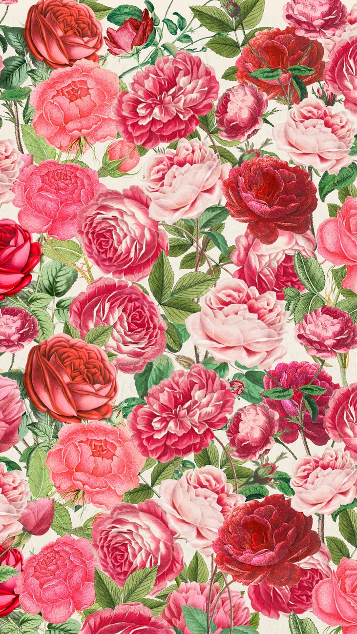Pink rose pattern phone wallpaper, | Premium Photo - rawpixel