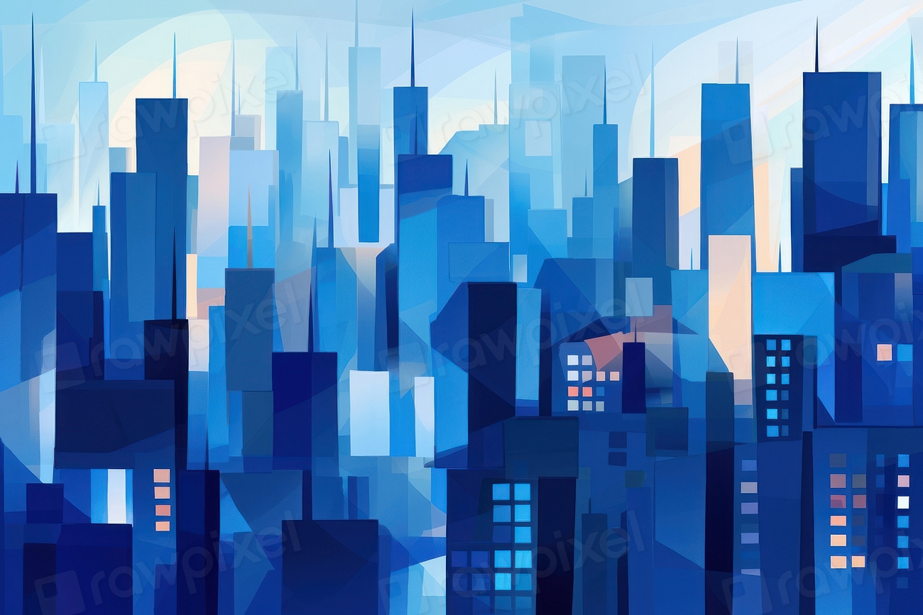 Cubism cityscape metropolis blue architecture. | Premium Photo ...