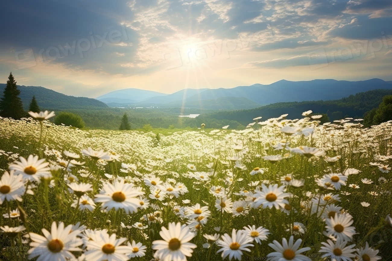 Daisy field landscape daisy grassland. | Premium Photo - rawpixel