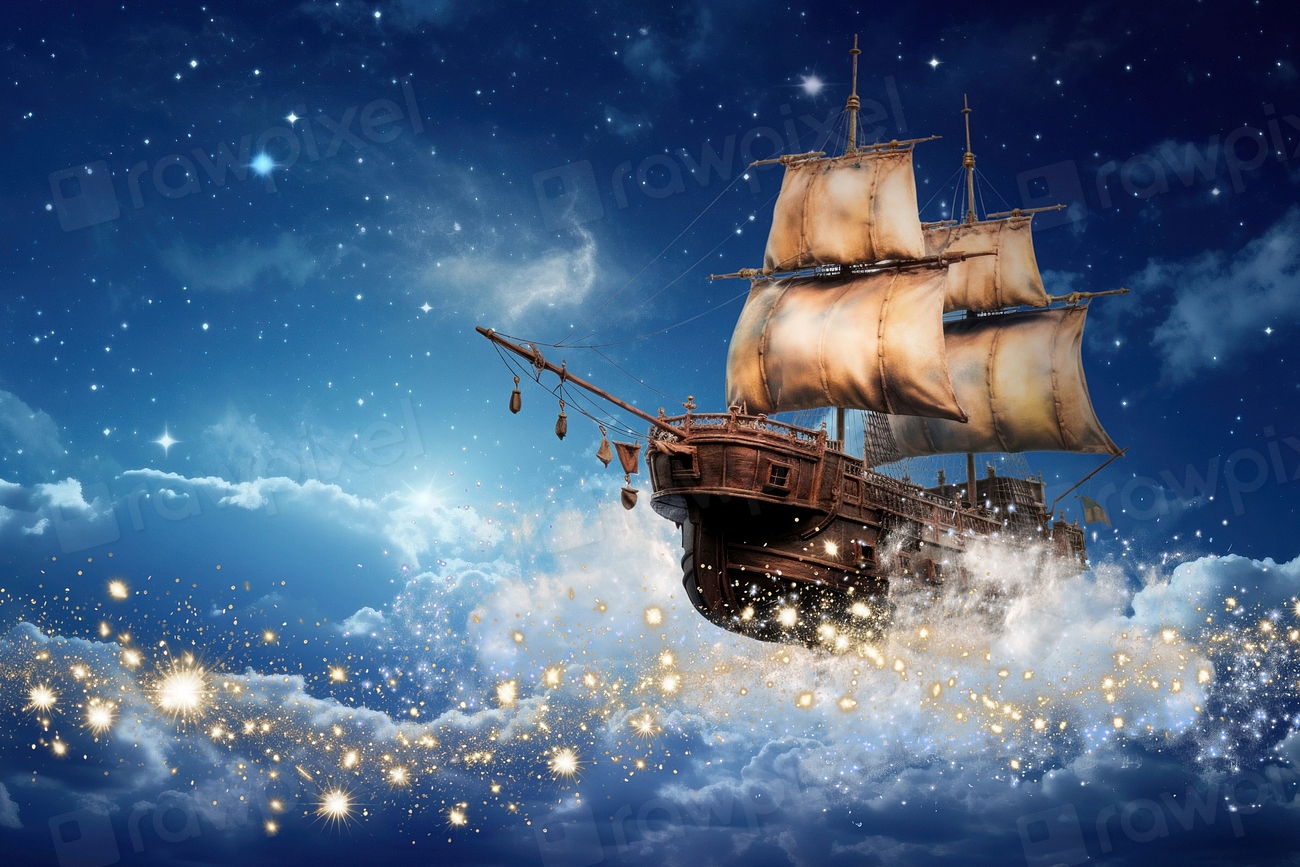 Magical flying pirate ship fantasy | Premium Photo Illustration - rawpixel