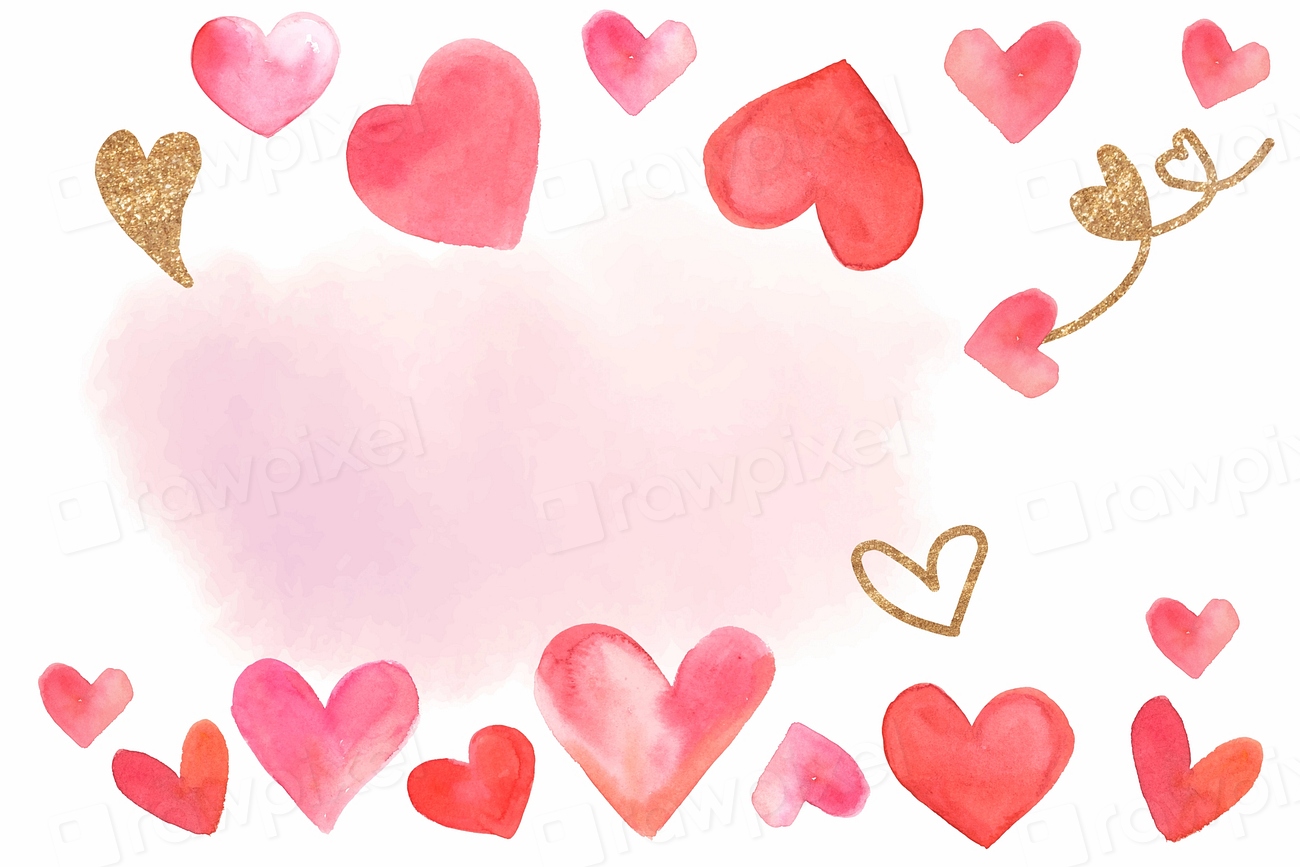 Watercolor heart border background design | Free Photo Illustration ...