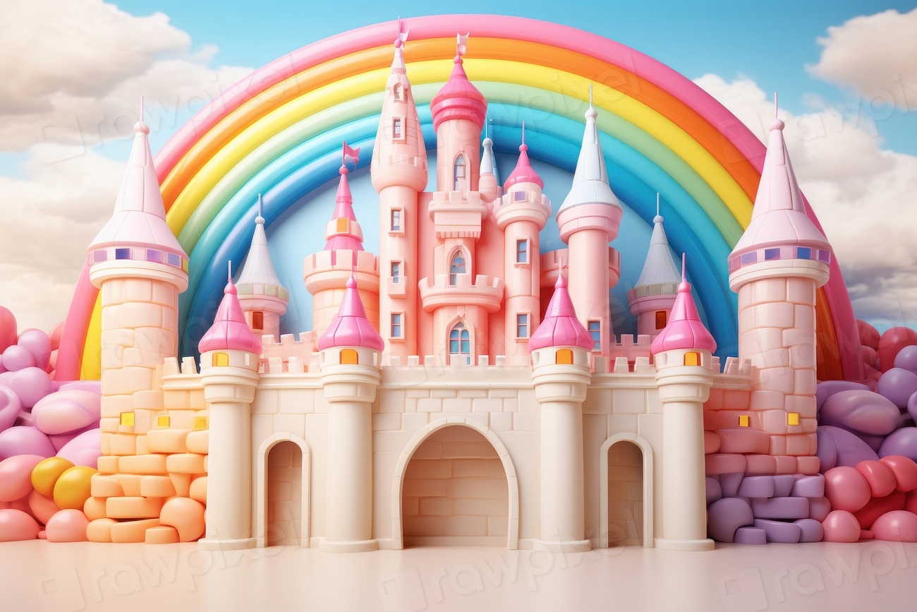 Castle rainbow confectionery architecture | Premium Photo - rawpixel