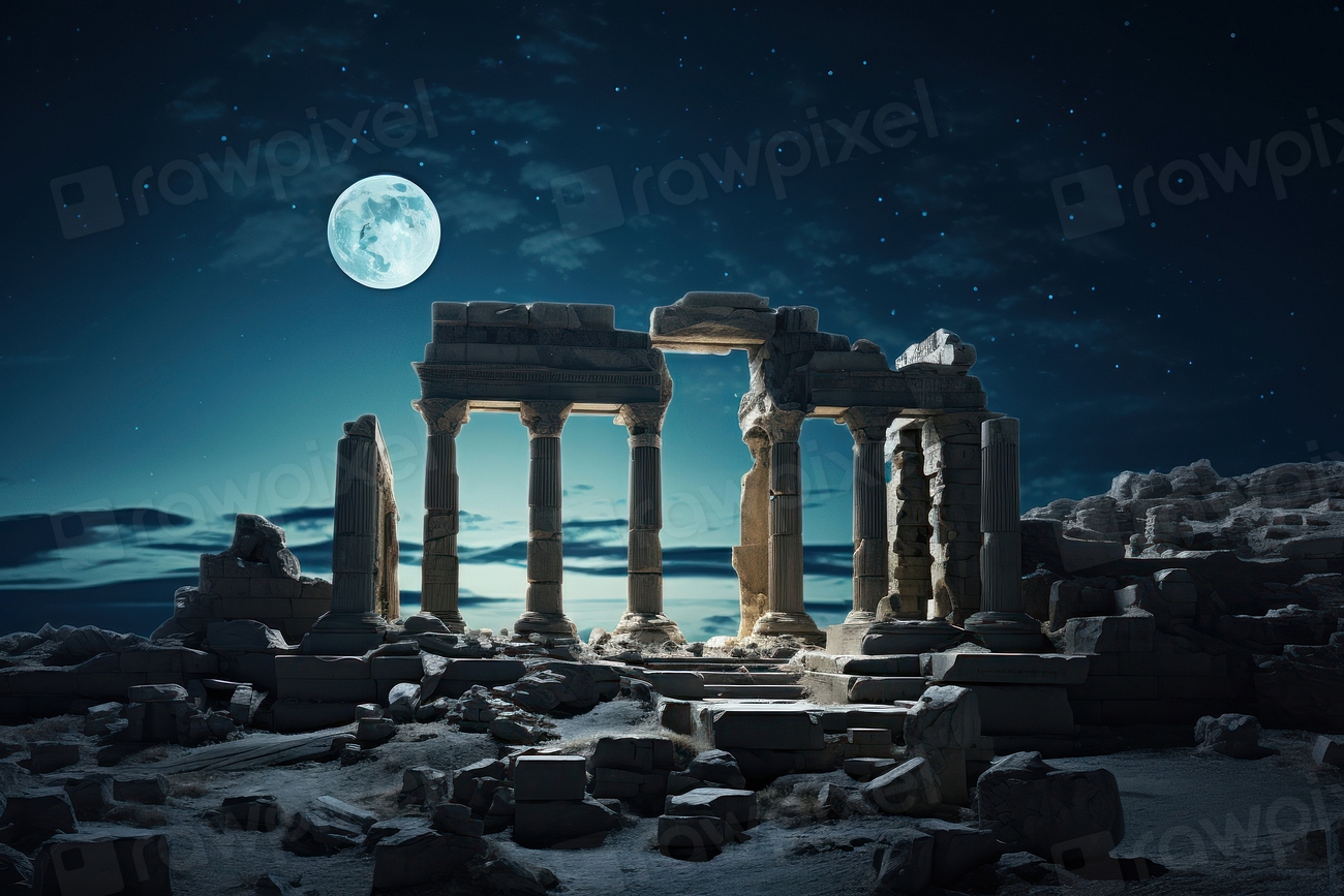 Ancient ruins night architecture astronomy. | Free Photo - rawpixel