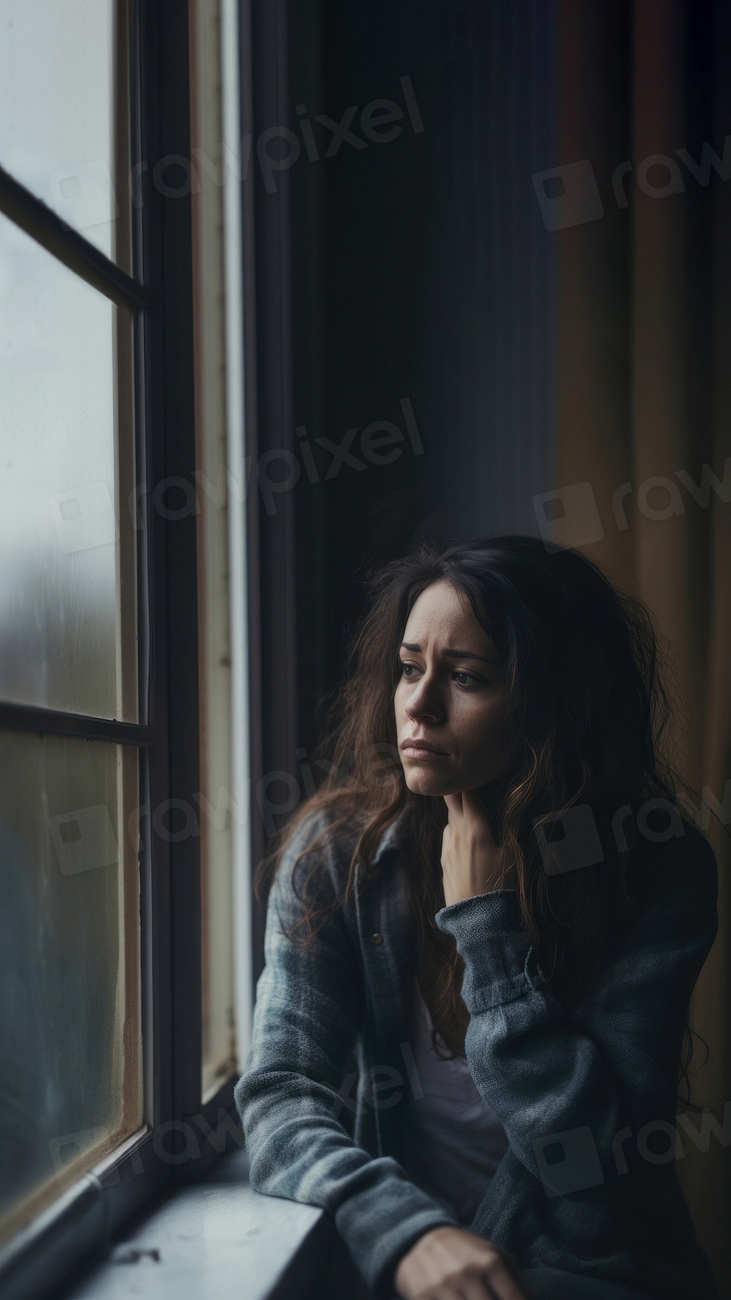 image sad person looking window. | Premium Photo - rawpixel