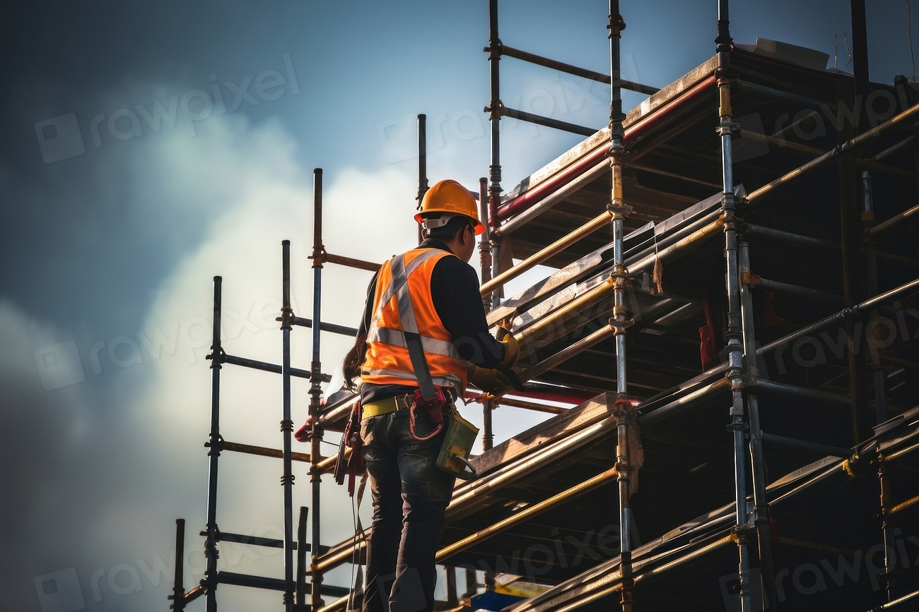 Construction worker scaffolding working hardhat. | Premium Photo - rawpixel
