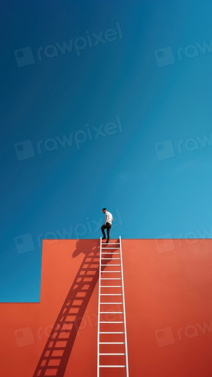 Photography man climbing ladder roof. | Premium Photo - rawpixel