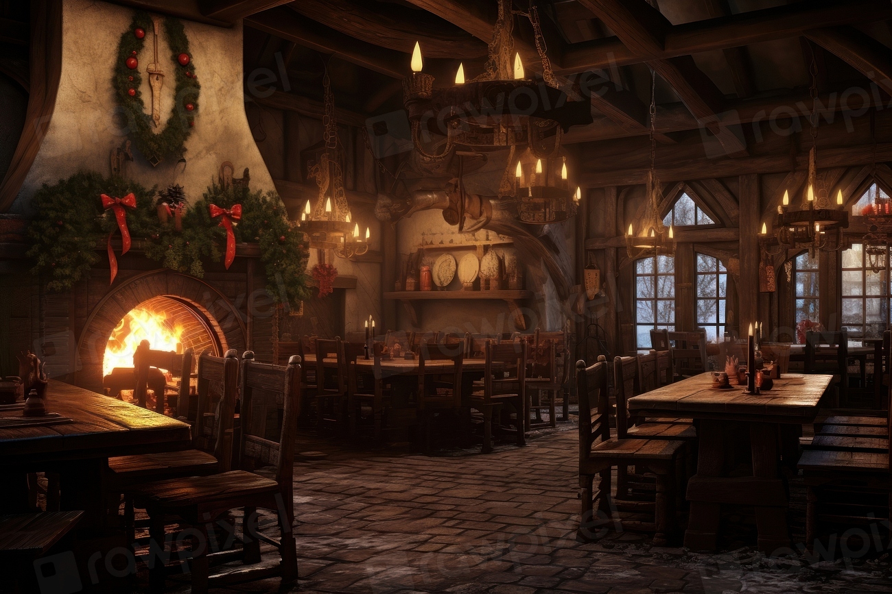 Medieval tavern candle architecture fireplace | Premium Photo - rawpixel