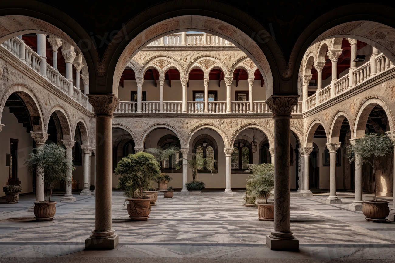 Arch architecture courtyard building. | Premium Photo - rawpixel