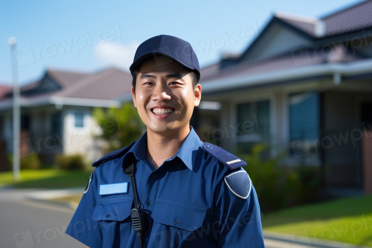Asian security guard smiling uniform | Free Photo - rawpixel
