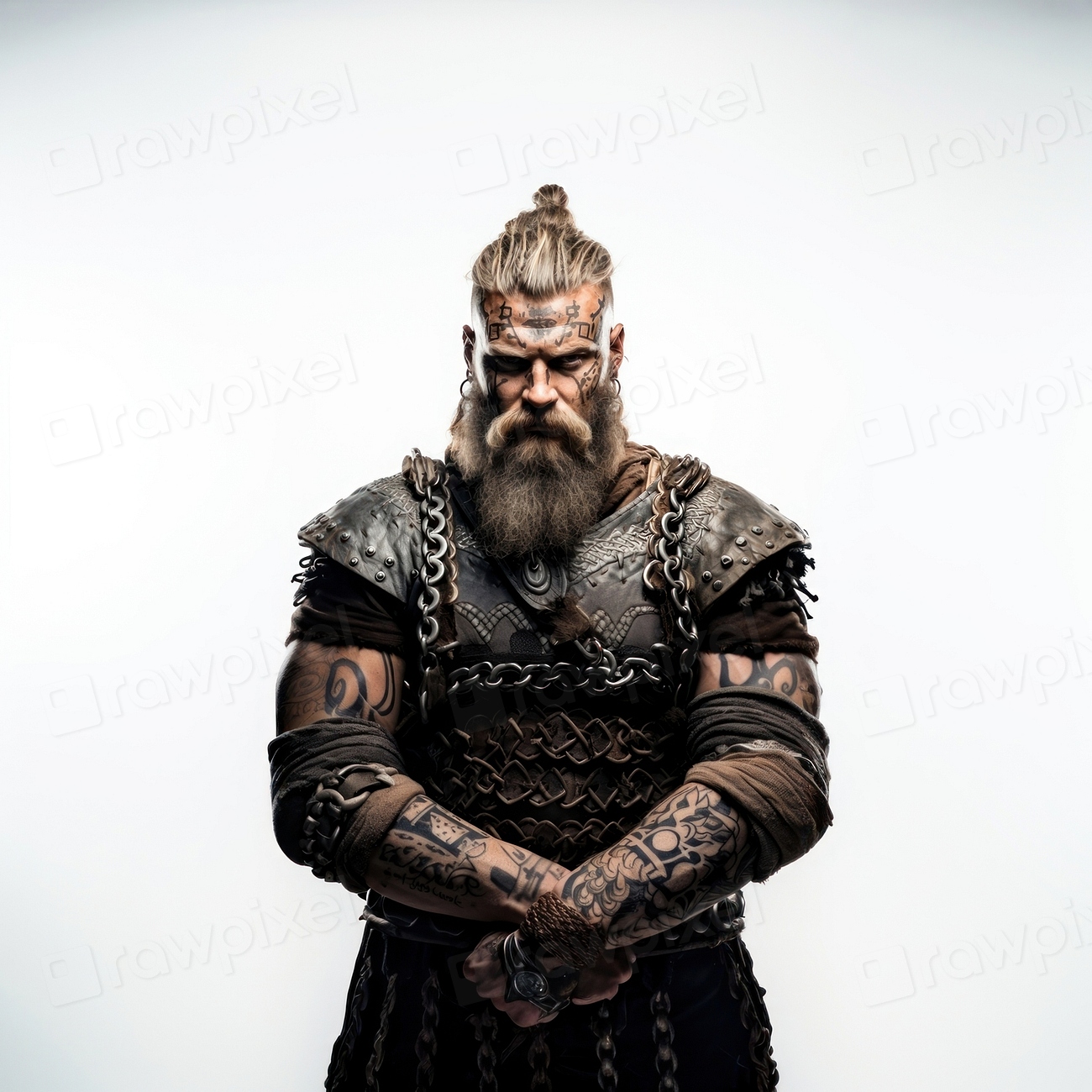 Portrait beard warrior tattoo | Free Photo - rawpixel