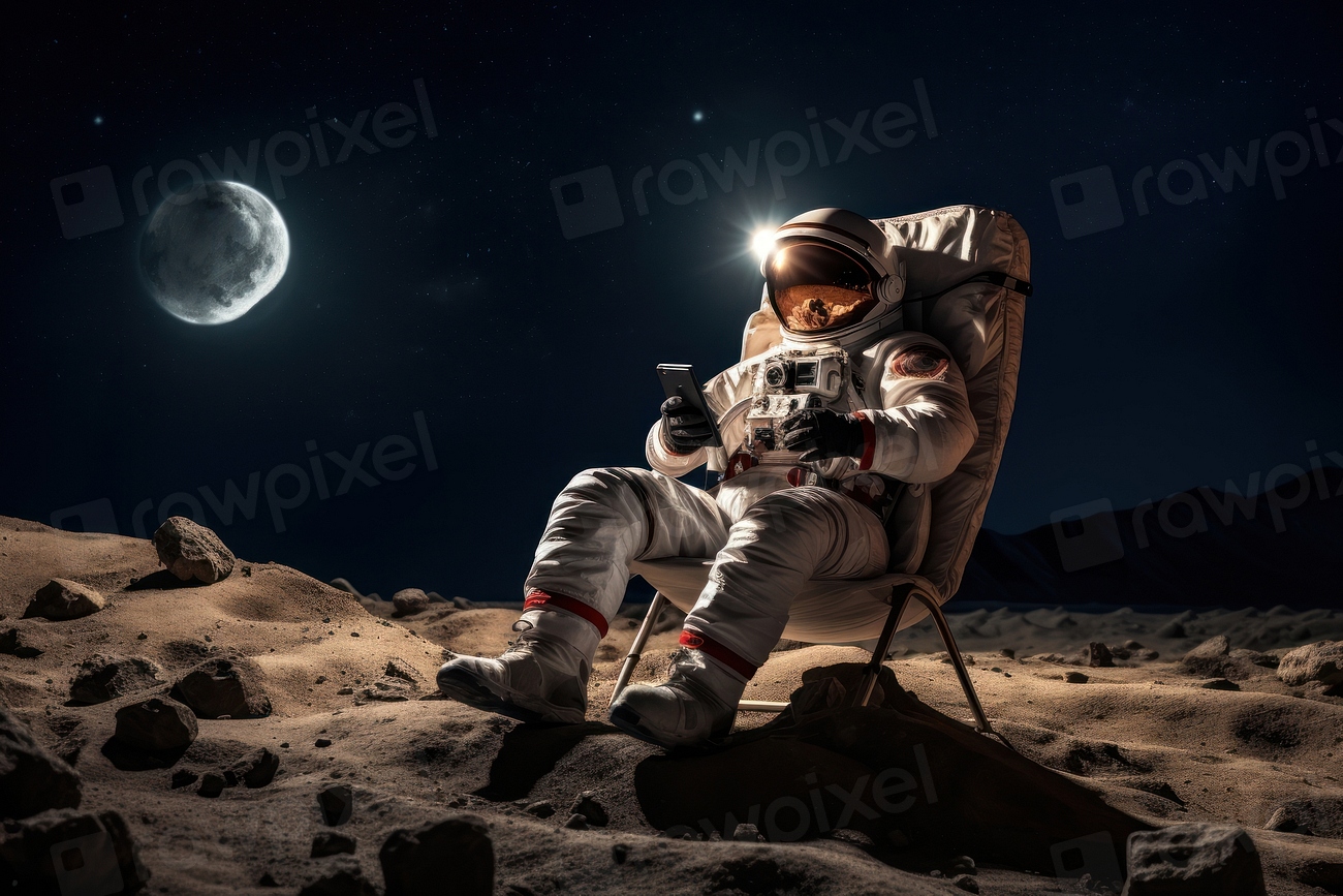Astronaut sitting night moon astronomy | Free Photo - rawpixel