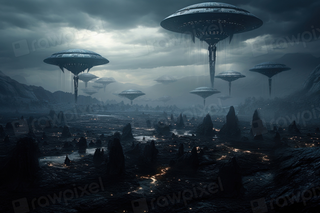 Aliens outdoors nature transportation. AI | Free Photo - rawpixel