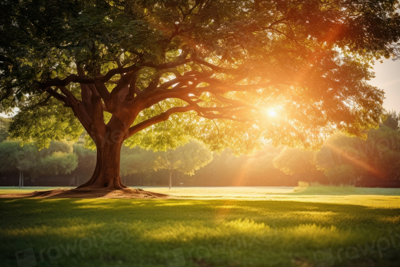 Tree sun landscape sunlight. AI | Premium Photo - rawpixel