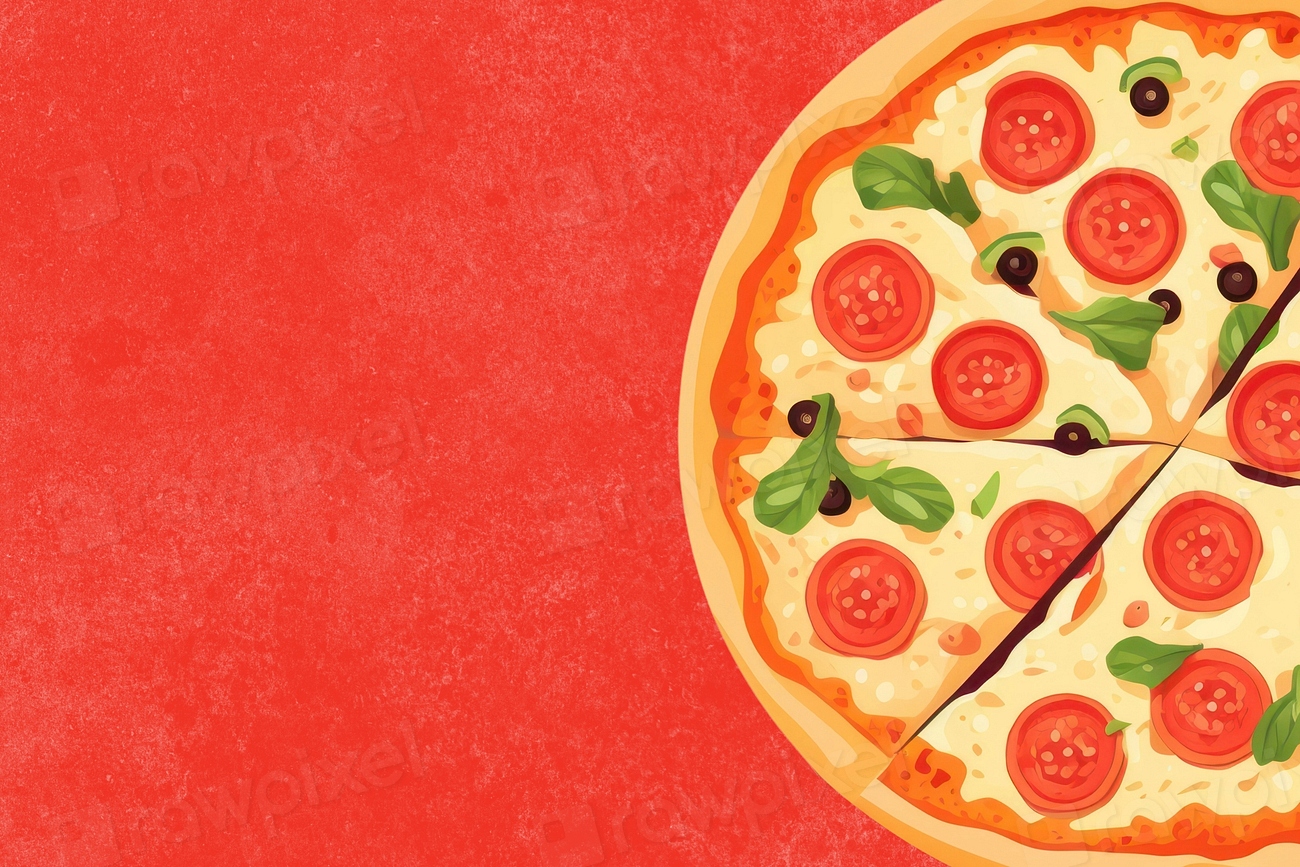 Pizza red background aesthetic vector | Free Photo Illustration - rawpixel