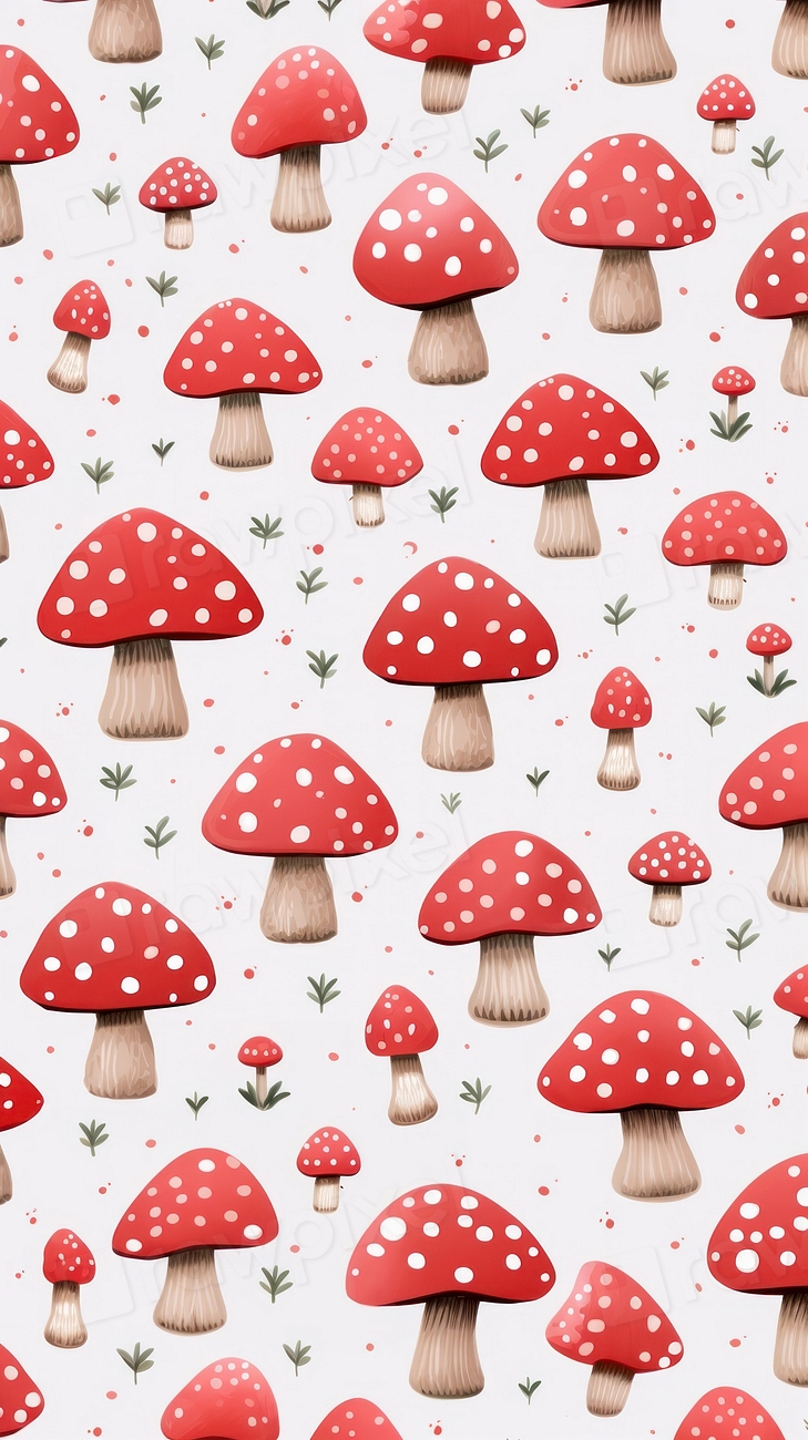 Cute red mushroom pattern fungus | Premium Photo Illustration - rawpixel