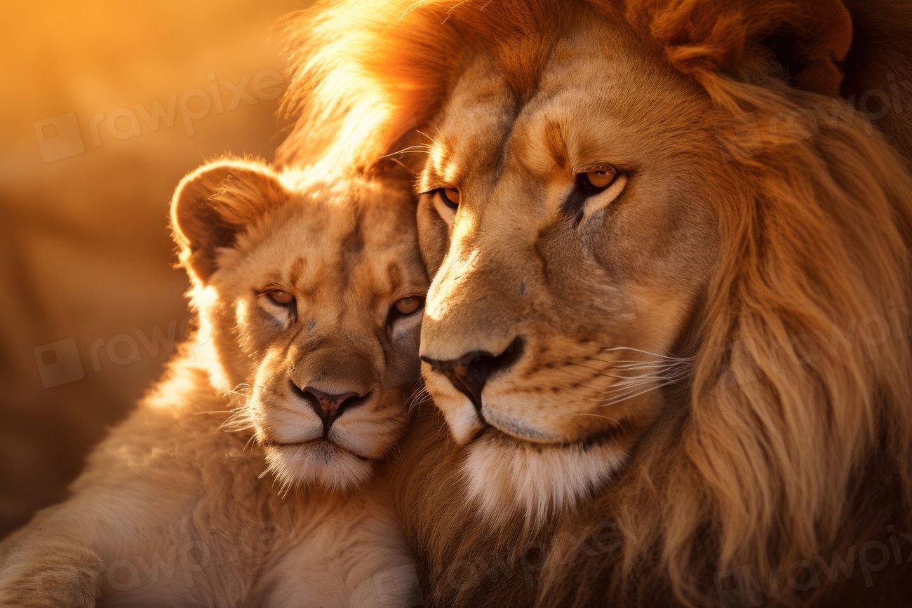 Lion cuddling wildlife mammal animal. | Premium Photo - rawpixel