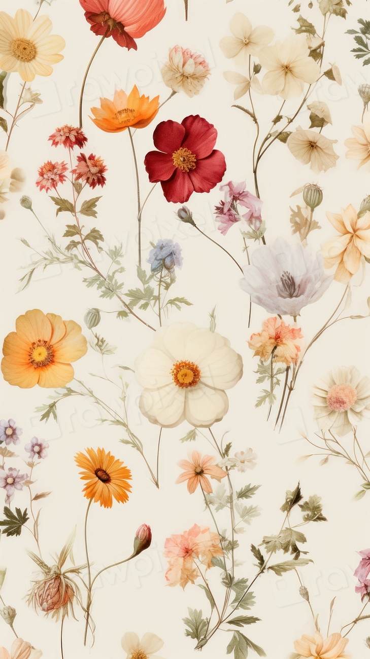 Pressed flowers aesthetic wallpaper pattern | Premium Photo ...