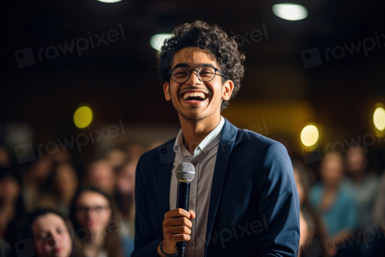 Microphone audience smiling adult | Premium Photo - rawpixel