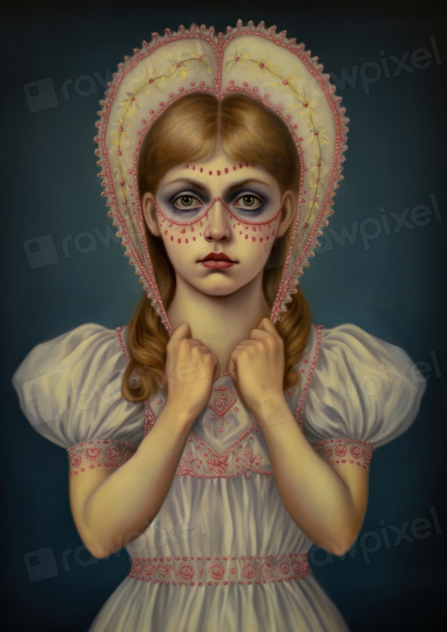 circus two head girl painting | Free Photo Illustration - rawpixel