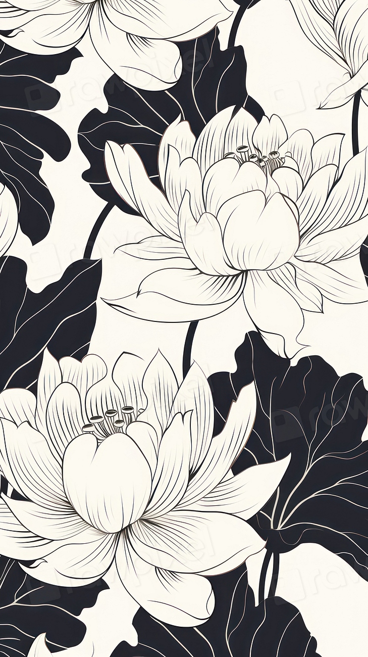 Chinese lotus pattern flower plant. | Premium Photo Illustration - rawpixel