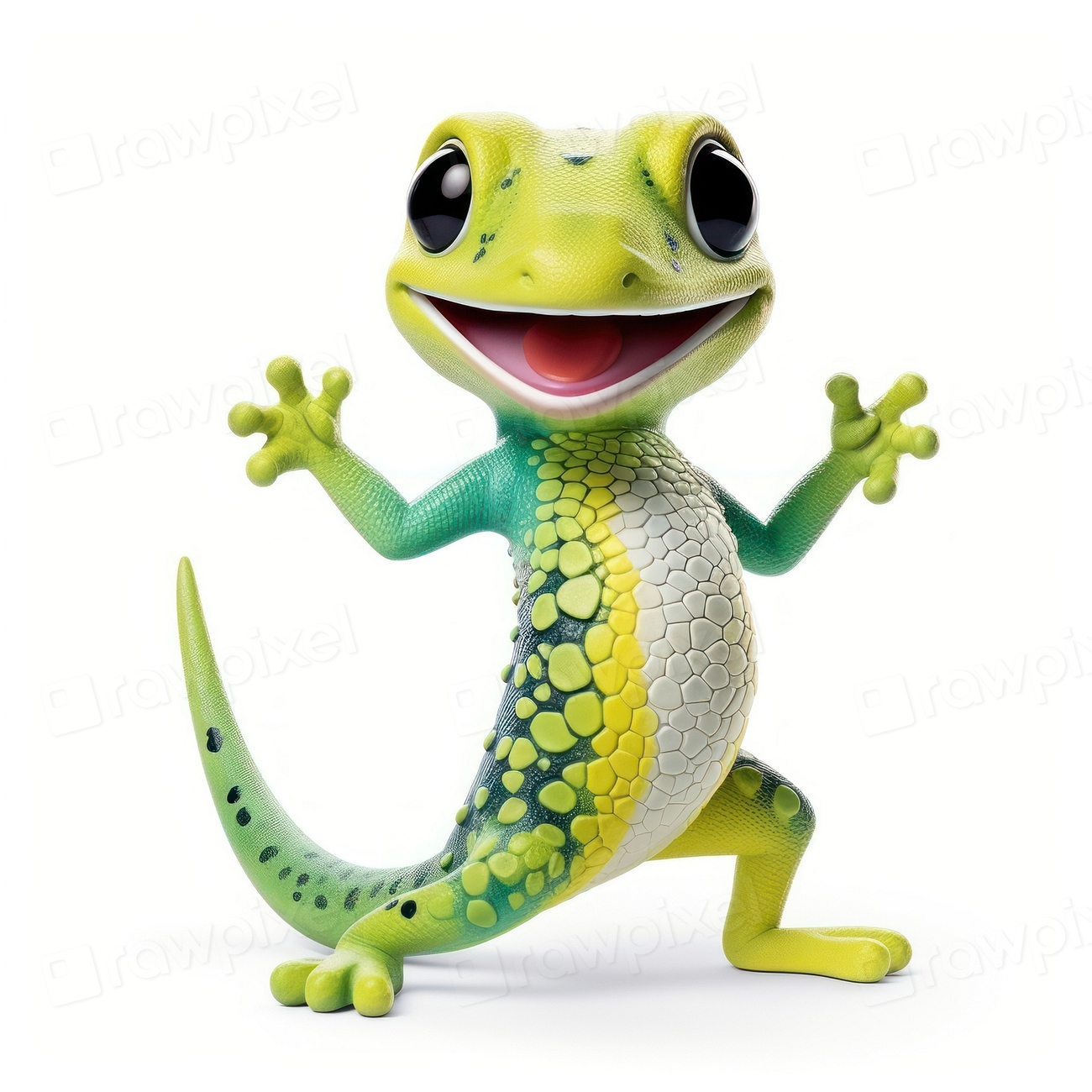 Happy smiling dancing gekko amphibian | Premium Photo Illustration ...