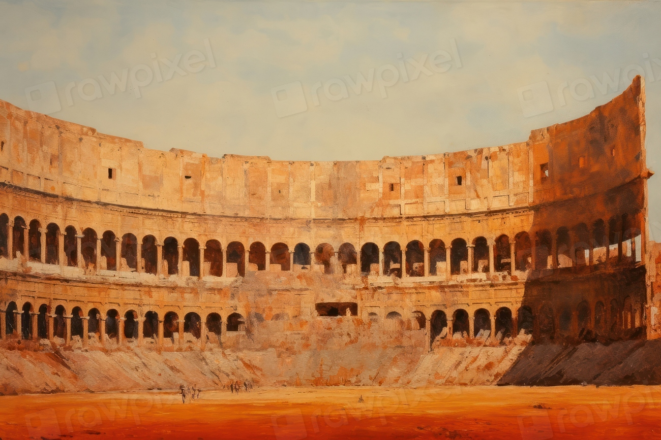 Colosseum painting amphitheater amphitheatre. | Free Photo Illustration ...