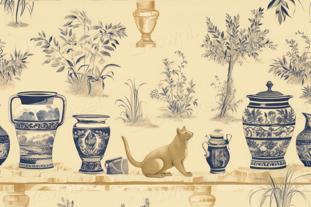 Vintage pottery porcelain drawing sketch. | Premium Photo Illustration ...