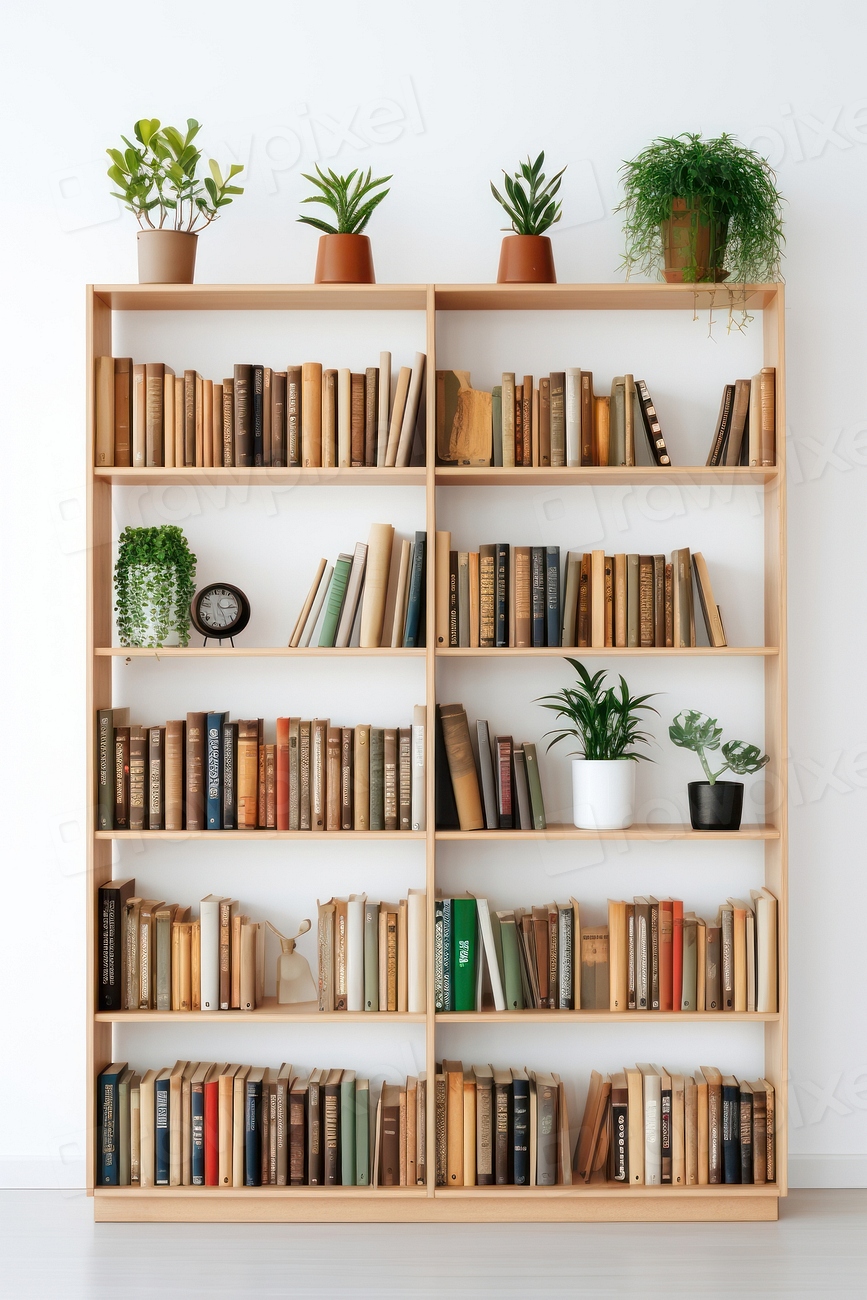 Minimal bookshelf furniture bookcase organization | Free Photo - rawpixel
