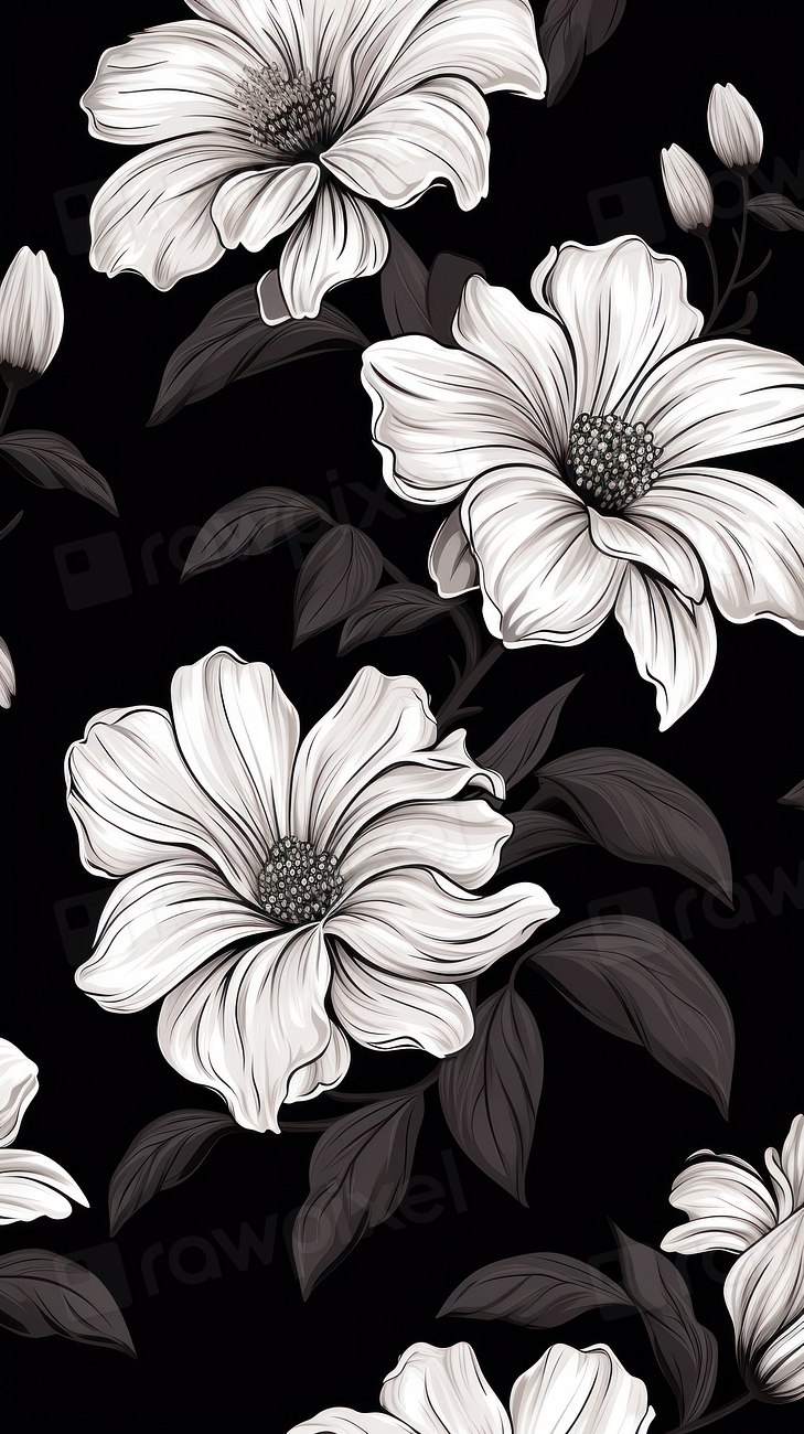 Monochrome vintage flower craft pattern | Premium Photo Illustration ...