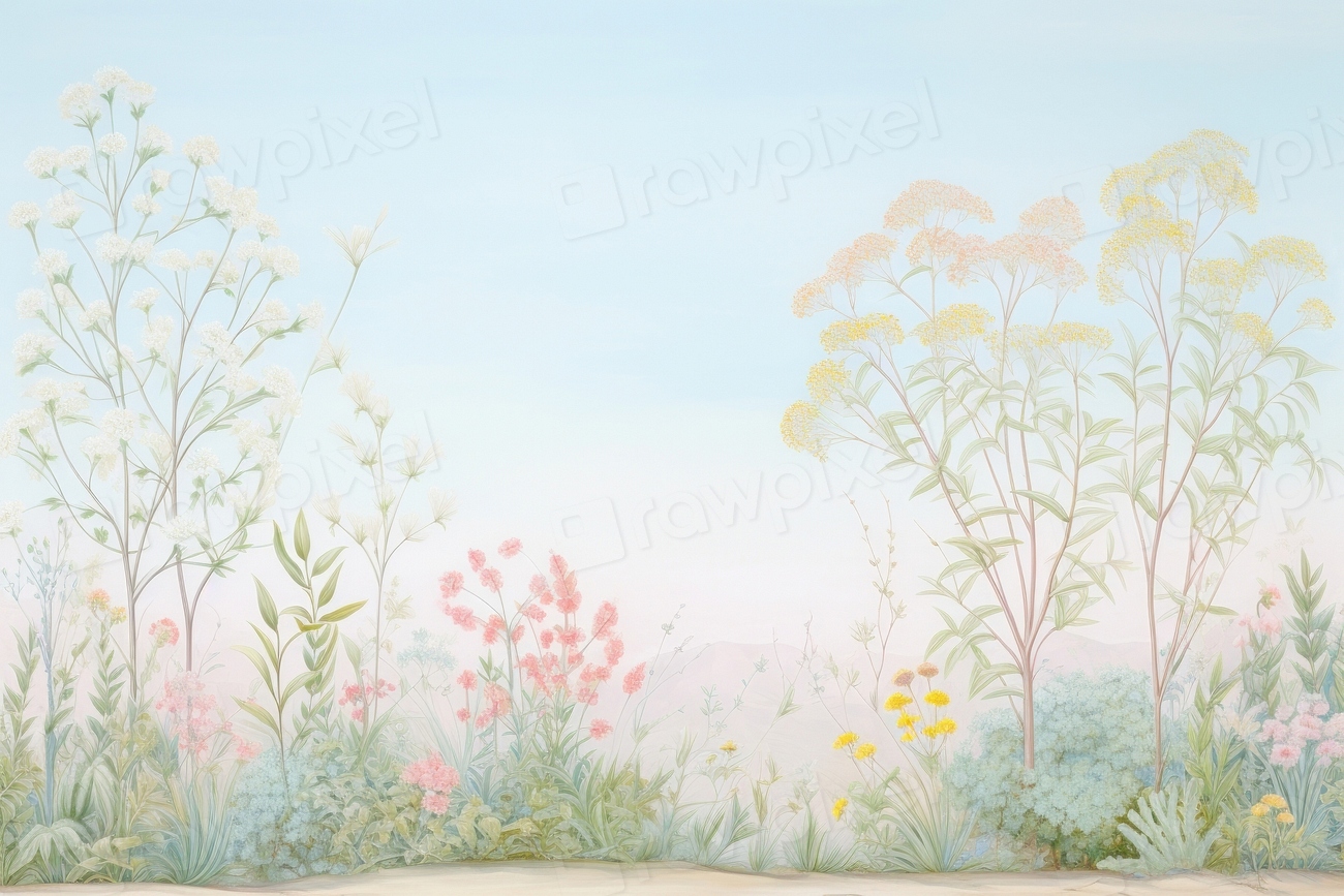 Painting bush bloom border backgrounds | Free Photo Illustration - rawpixel
