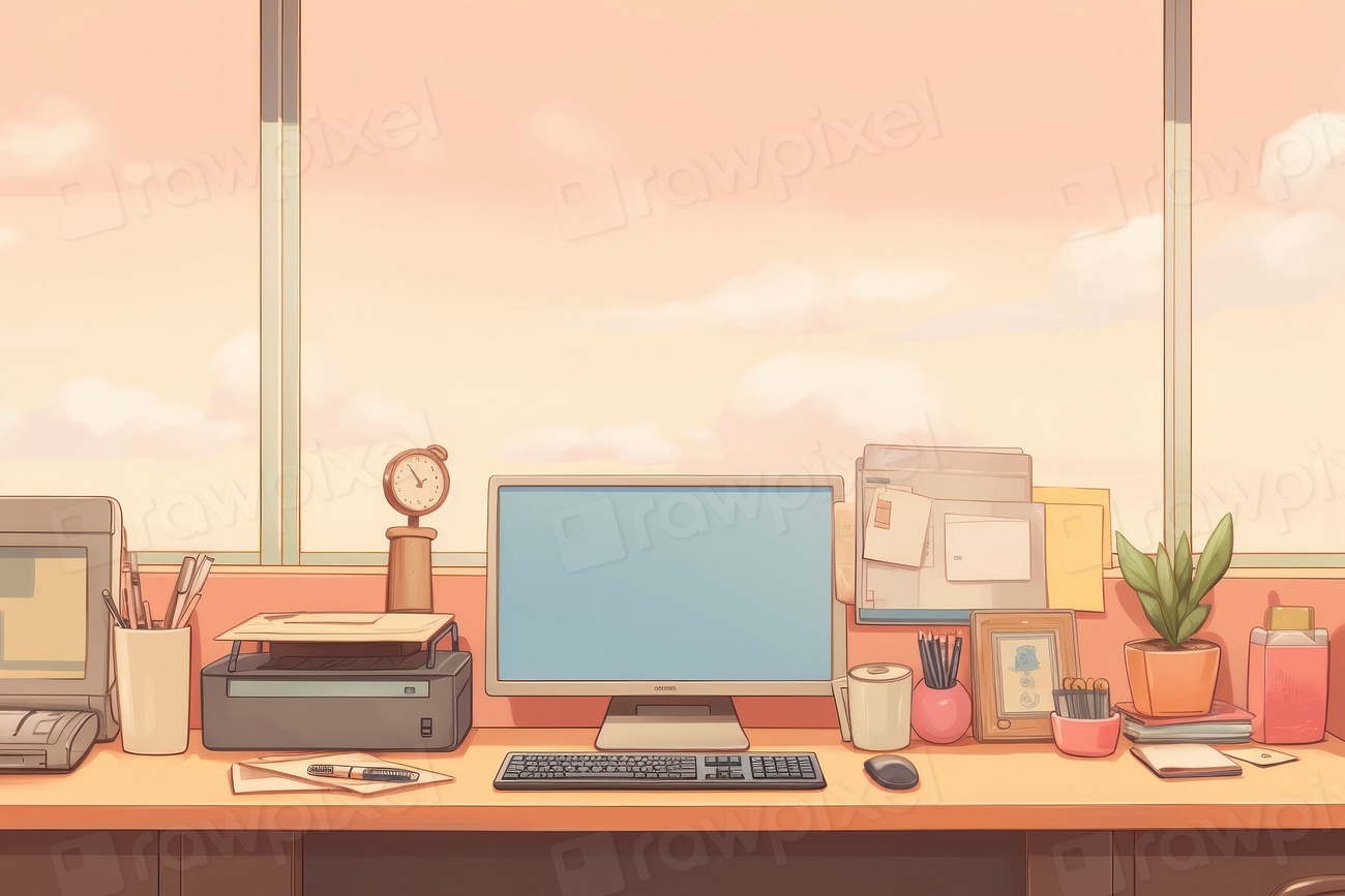 Working desk furniture computer table. | Premium Photo Illustration ...