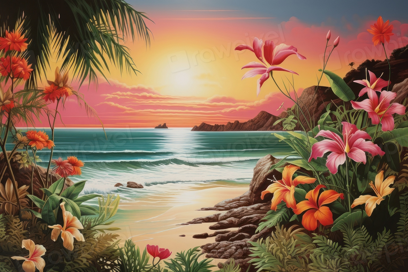 Tropical art outdoors painting. | Premium Photo Illustration - rawpixel