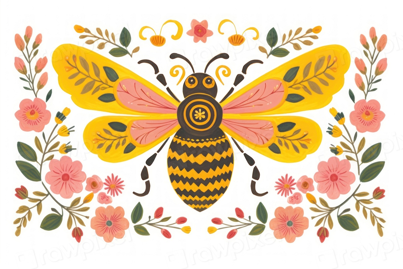 Bee art pattern insect. | Premium Photo Illustration - rawpixel