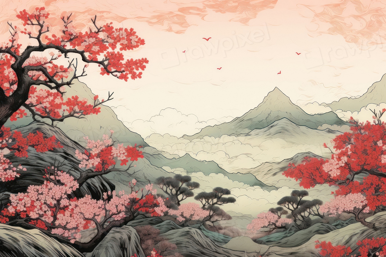 Cherry blossom landscape flower plant | Premium Photo Illustration ...