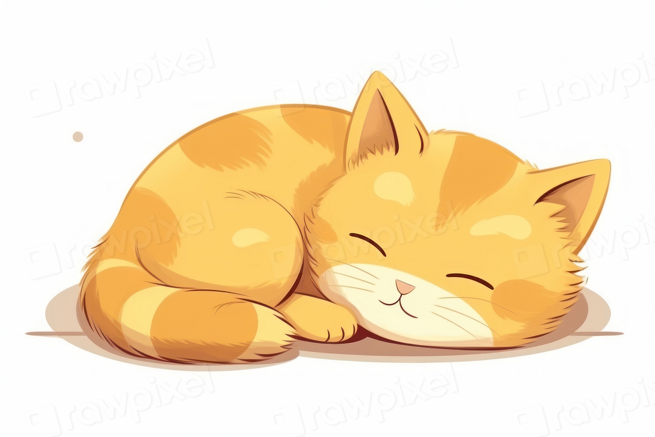 Cat sleeping cartoon animal mammal. | Free Photo Illustration - rawpixel