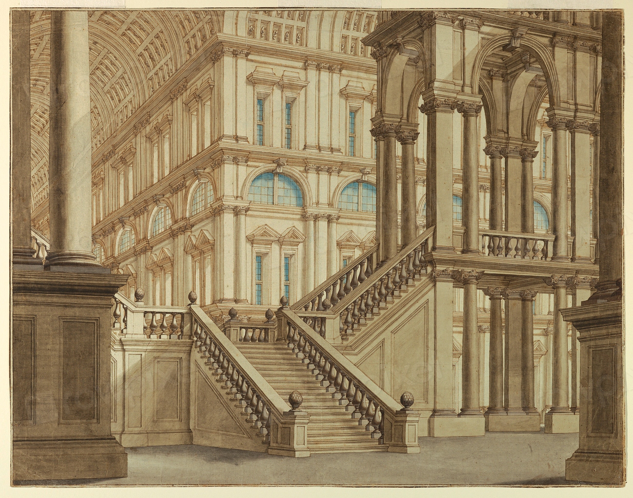 Stage Design; Palace Courtyard Staircase | Free Photo - rawpixel