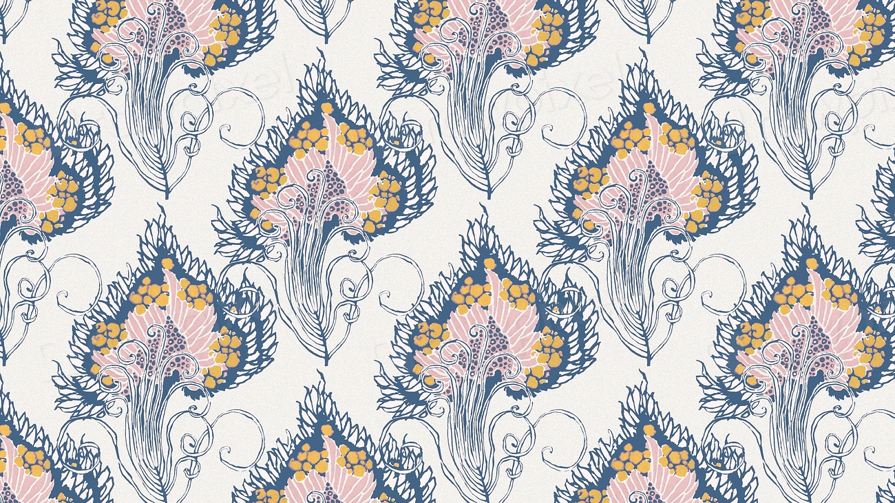 Aesthetic blue botanical pattern Art | Premium Photo Illustration ...