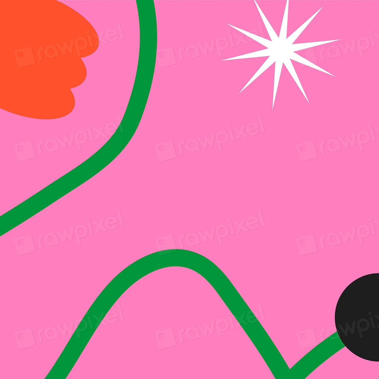 Pink cute background, green squiggle | Premium Vector - rawpixel