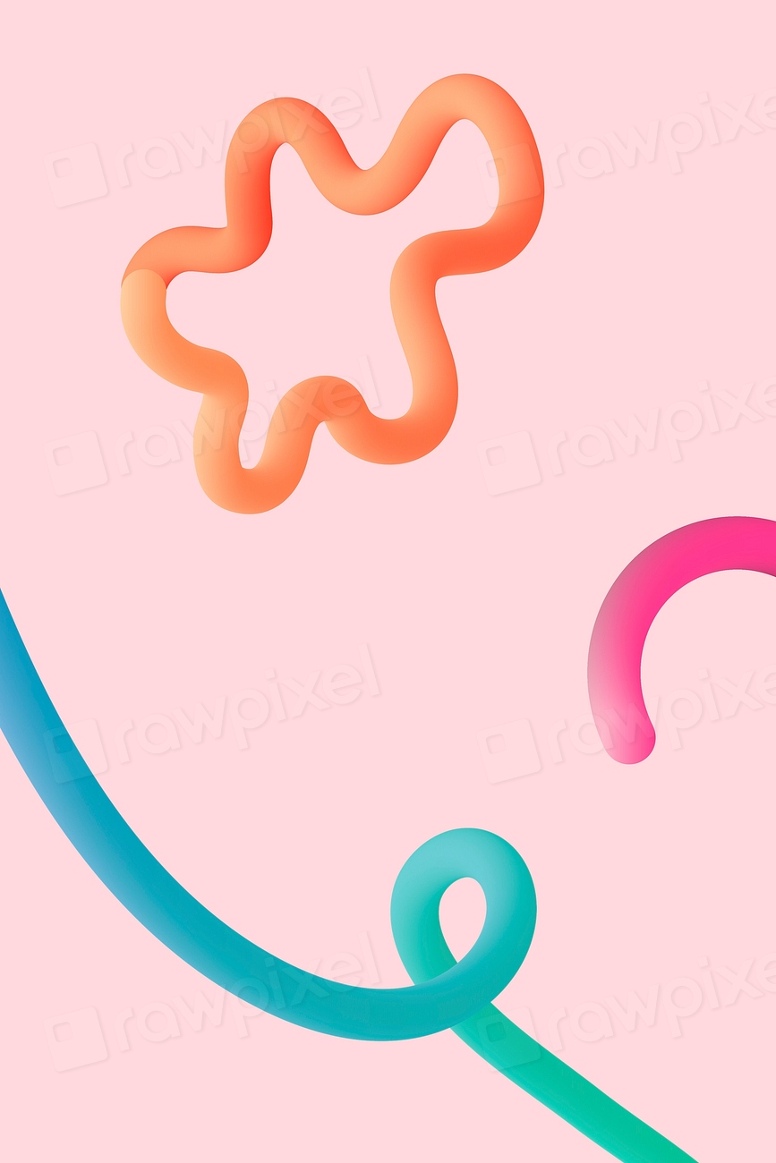 Pastel pink background, 3D squiggle, | Free Photo - rawpixel