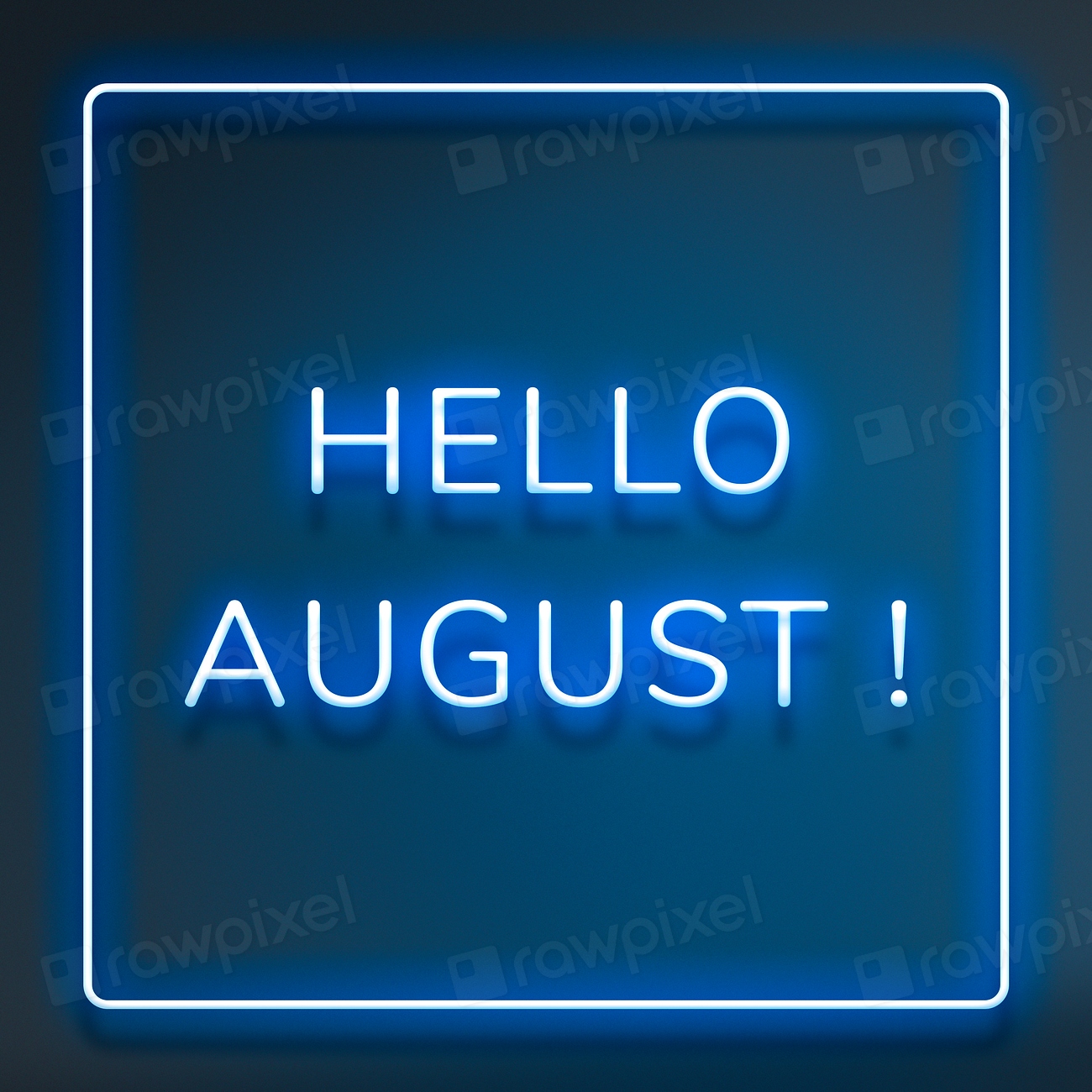 Neon Hello August! typography framed | Free Photo - rawpixel