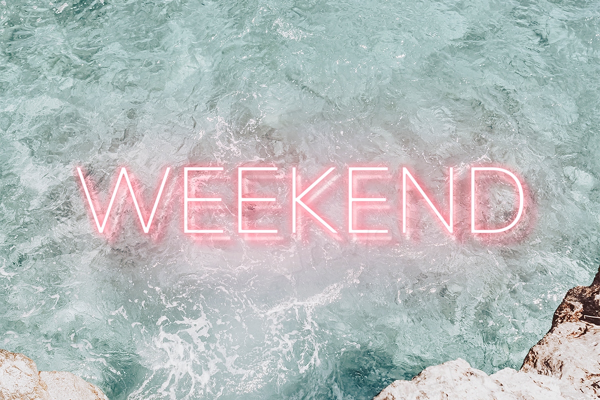 Psd pink weekend neon word | Premium PSD - rawpixel