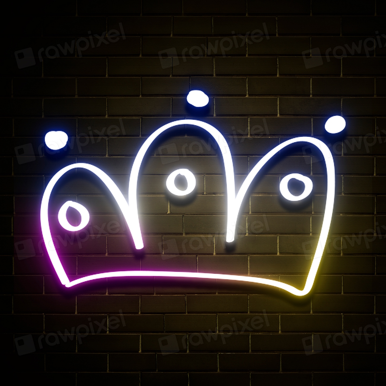 Psd colorful neon glow crown | Free PSD - rawpixel