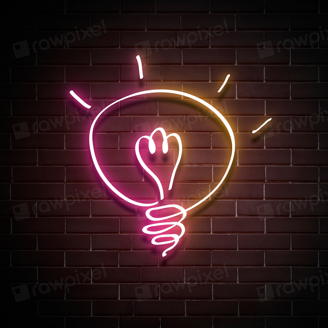 Rainbow neon light bulb doodle | Free Photo - rawpixel