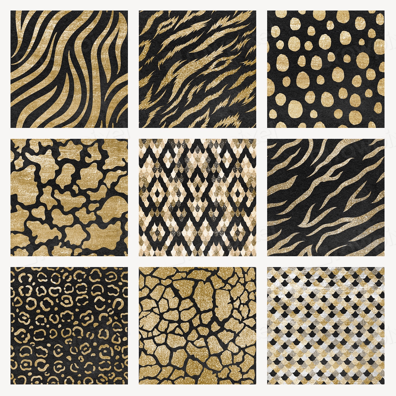 Gold animal print patterns set | Premium PSD - rawpixel
