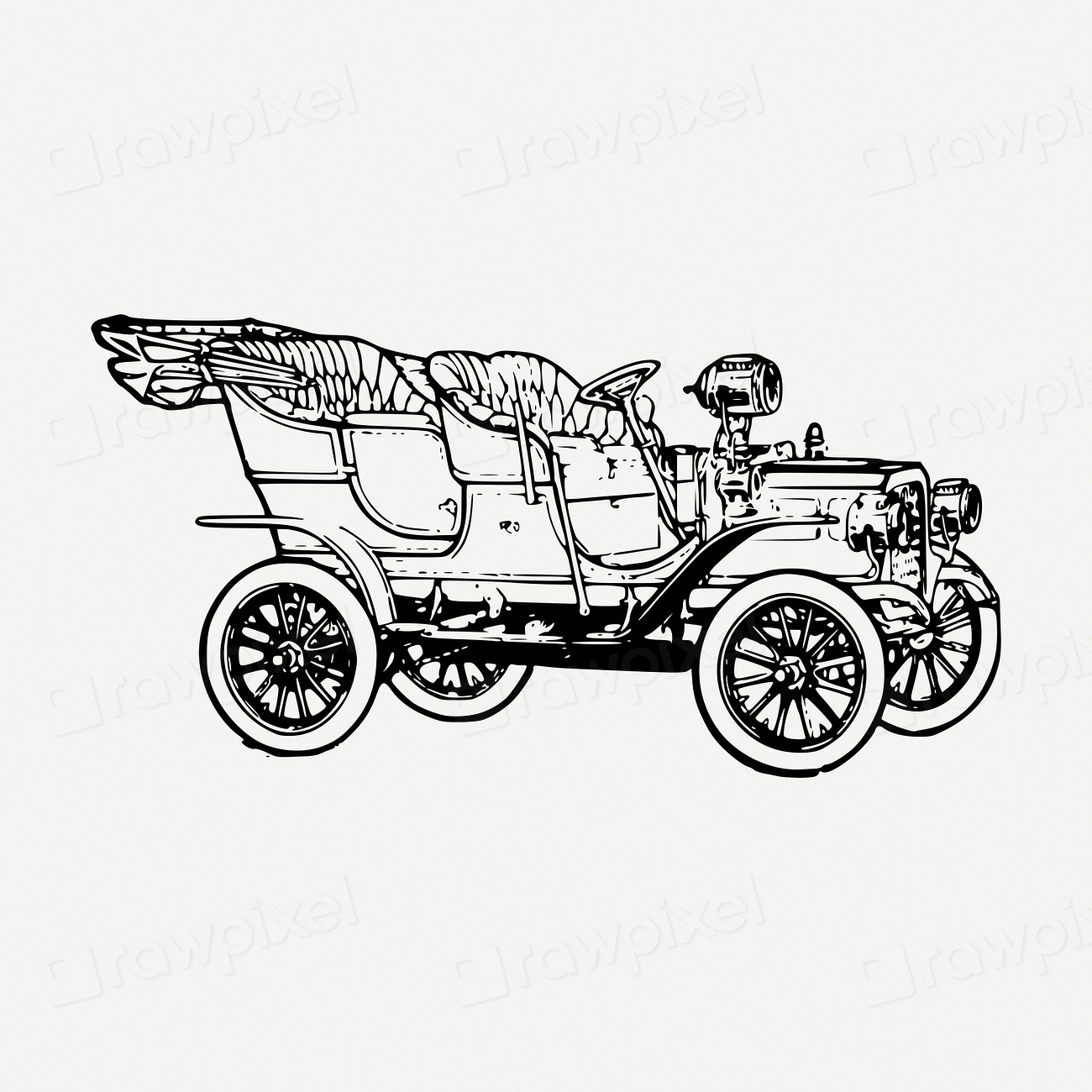 Ford Model T drawing clipart, | Free PSD - rawpixel