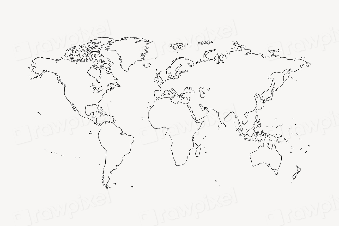 World map line art, geography | Free Vector - rawpixel