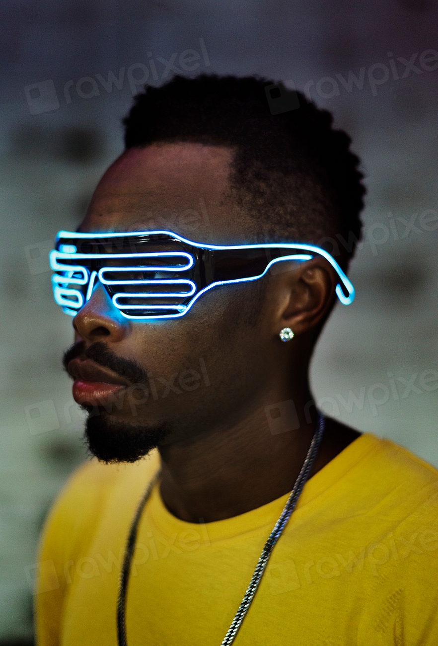 Young man wearing futuristic led | Premium Photo - rawpixel