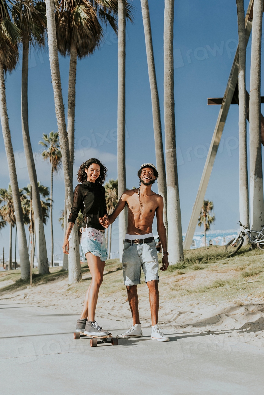 Couple longboarding at Venice Beach | Premium Photo - rawpixel